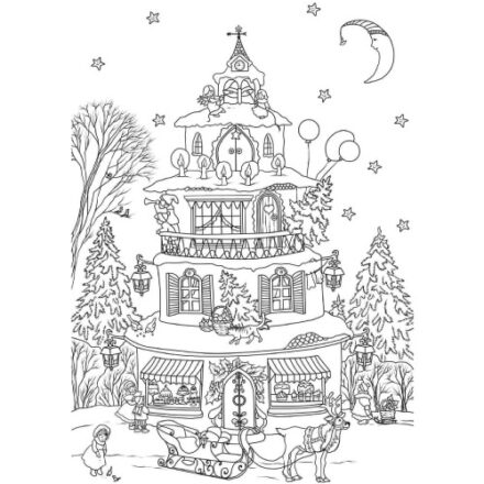 coloriage maison de noel - Coloriage