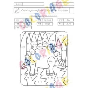 coloriage Addition dinosaure - Coloriage